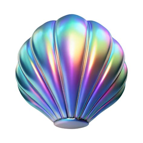Elegant Artistic Holographic Shell Pattern Cutout Isolated Element