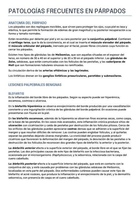 PATOLOGIAS FRECUENTES EN PÁRPADOS Morelia Centeno uDocz