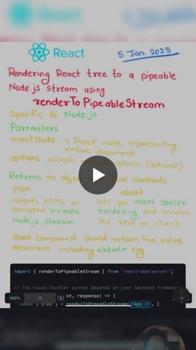 Rendertopipeablestream Reactjs Reactplaylist Reactjsomlondhe