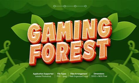 Plantilla De Efecto De Texto De Bosque De Juegos Con Estilo De Fuente