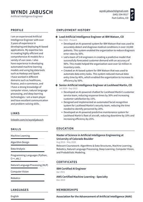 Meta Artificial Intelligence Engineer Resume Examples