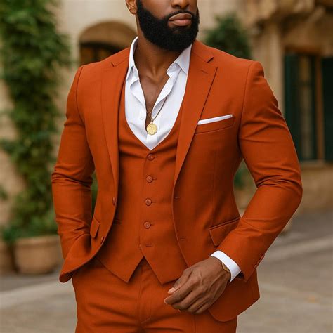 Burnt Orange Super Slim Fit 3 Piece Suit Wedding Groomsmen Outfit Etsy