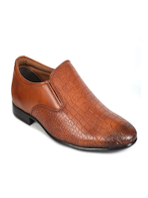 Buy Ajanta Men Brown Textured Formal Slip On Shoes Formal Shoes For