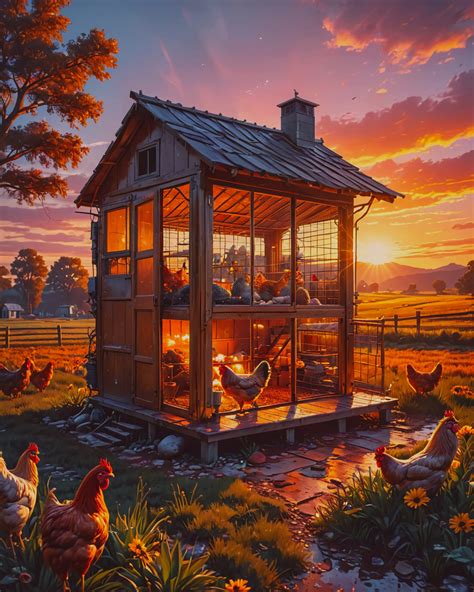 A Magical Chicken Coop A Field At Free Ai Photo Generator Starryai
