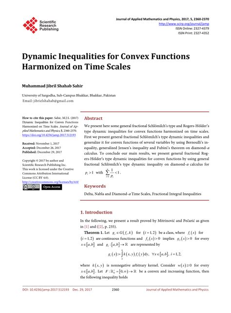 PDF Dynamic Inequalities For Convex Functions Harmonized On Time Scales