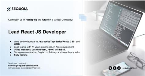 Sequoia Connect On Linkedin Lead React Js Developer C174b Sequoia