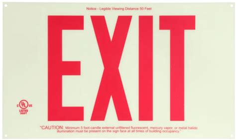 Jessup Glo Brite UL Listed Screen Printed Reflective Tape Exit Sign Ft Viewing
