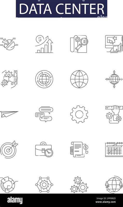 Data Center Line Vector Icons And Signs Center Server Computing