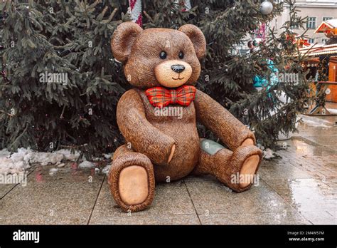 Big Teddy Bear Toy At The Christmas Market In Katowice Poland