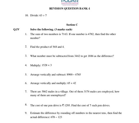 Grade 3 Maths Revision