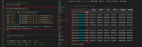 Python 稼げる仮想通貨を見つけるには〔7〕仮想通貨を任意の期間15分30分60分で再編集して累積リターンを比較する