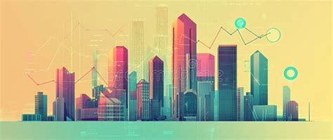 A High Tech City Skyline With Abstract Data Visualizations And Glowing