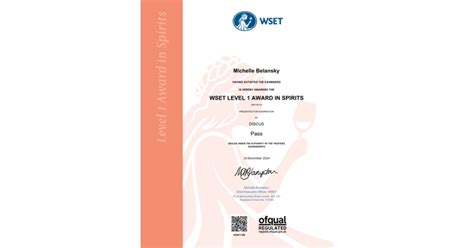 Wset Level 1 Award In Spirits • Michelle Belansky • My Wset Digital