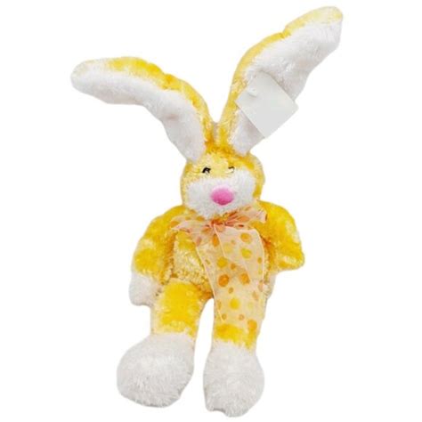 Dan Dee Holiday Dan Dee Plush Bunny 2 Yellow White Stuffed Plush Has Polka Bow Easter Poshmark