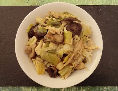 Nouilles de riz basmati aux shiitakés poireaux et poulet Ma petite