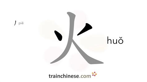 How to write 火 huǒ fire stroke order radical examples and