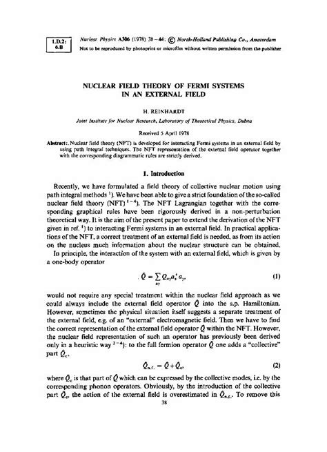 Pdf Nuclear Field Theory Of Fermi Systems In An External Field