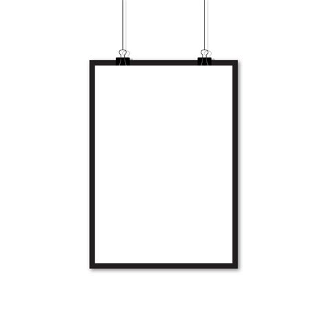Realistic Blank White Paper Hanging On Clip Mockup Template Vertical