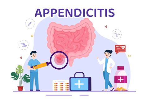 Apendicitis Ilustración Con Inflamación De El Apéndice Y Estómago