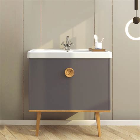 Denko Lubia 80 cm MDF Koyu Gri Banyo Dolabı Takımı ve Boy Dolabı