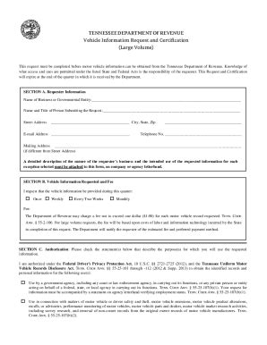 Fillable Online Vehicle Information Request And Certification Large
