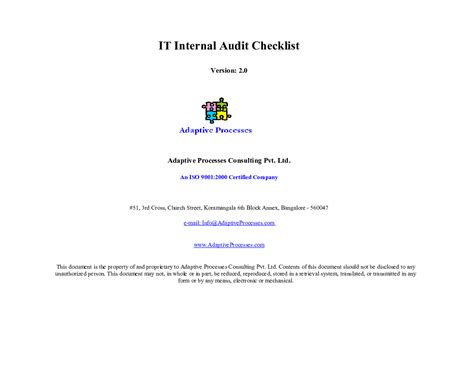Information Technology Internal Audit Checklist Template Excel XLS