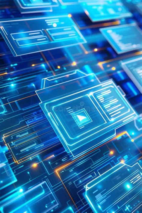 Efficient Digital Interface With Organized Files In Blue And White Colors Stock Illustration