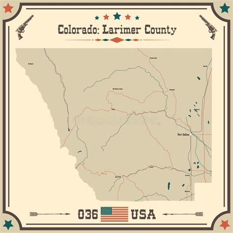 Map Of Larimer County Colorado Usa With Vintage Colors Stock Vector
