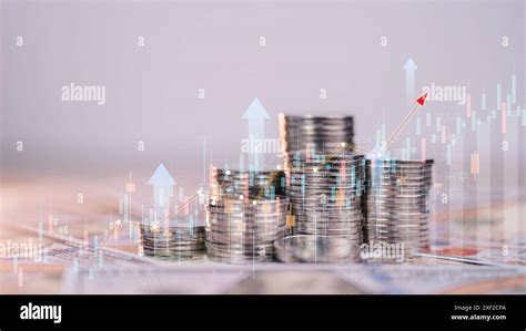 Stack Of Coin Stack Financial Graph Chart With Graph Chart Growth Up