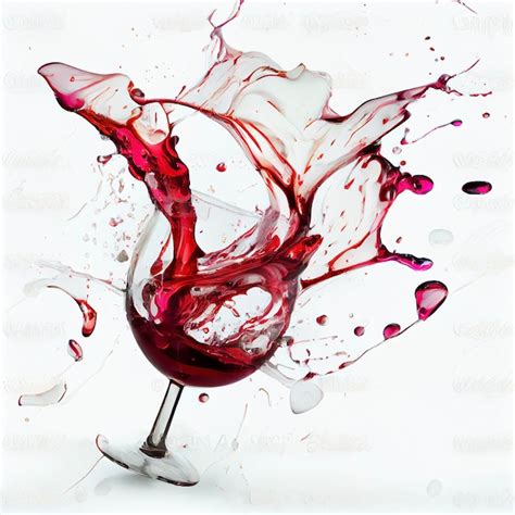Premium Photo Merlot Wine Glass With Spilled Wine Splash Wine Over