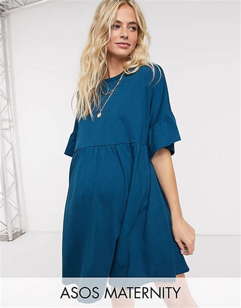 Asos Design Maternity Vestito Grembiule Oversize Con Maniche A Volant