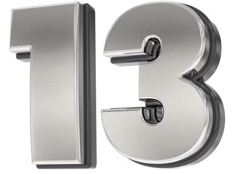 13 Number Silver And Black 3d Render 41280536 Png