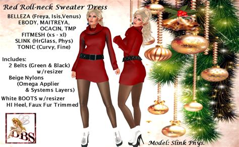 Second Life Marketplace Dbs Ladies Dress Belleza Red Sweater Roll