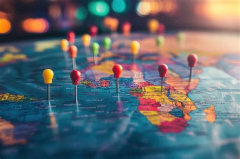 Colorful Travel Map Featuring Vibrant Pins Marking Exciting Global Destinations In A Modern