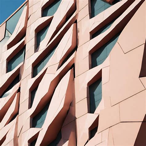 Edificio Rosa Con Patrón Geométrico