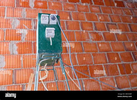 Distribution Panel With Industrial Multiphase Power Plugs And Sockets Are Providing Electrical