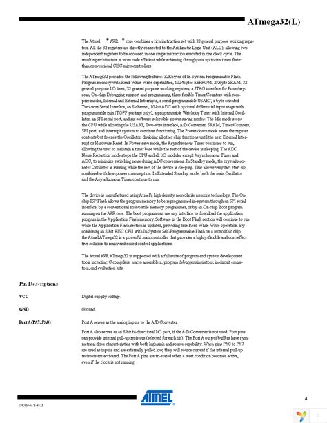 ATMEGA L AU Datasheet PDF Download Page Atmel