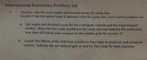 Solved International Economics Problem Set Country Has Chegg