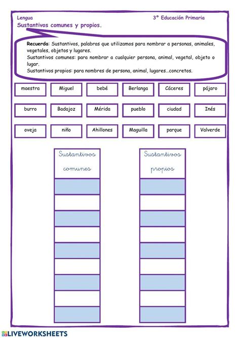 Sustantivos Comunes Y Propios Lessons Tes Teach Sustantivos Comunes