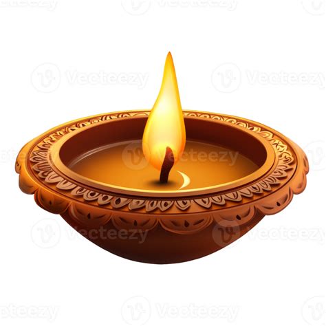 Ingenioso Arcilla Diya Con Parpadeando Fuego PNG