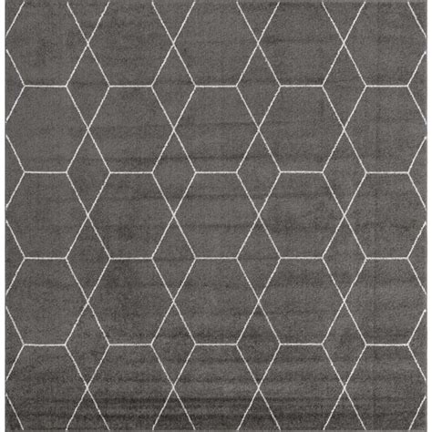 Unique Loom Trellis Frieze Geometric Dark Gray 8 Ft X 8 Ft Area Rug
