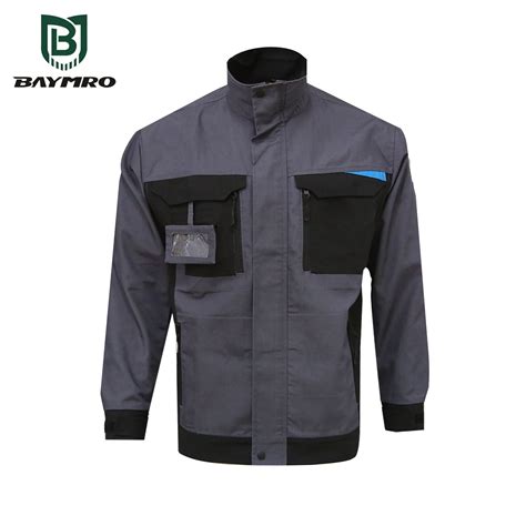 Navy Blue Polyester Canvas Reflective Workwear Safety Cloth Jacket