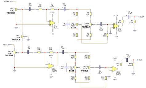 √ Skema Rangkaian Tone Control Dengan Kontrol Balance Finooid