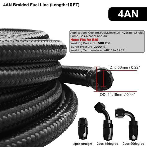 4an 6an 8an 10an 12an Nylon Braided Fuel Line Oil Gas Fuel Hose End Fittings Kit Ebay