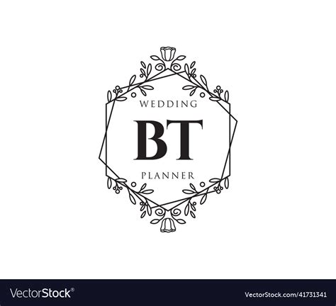 Bt Initials Letter Wedding Monogram Logos Vector Image