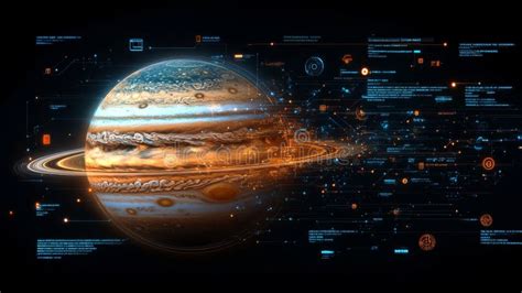 Futuristic Holographic Representation Of Jupiter With Dynamic Data