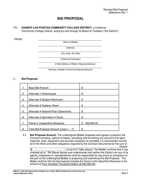 Free Printable Bid Proposal Templates Word PDF Excel