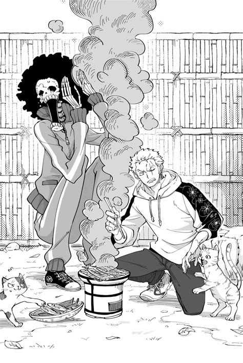 Roronoa Zoro And Brook One Piece Drawn By Chaboniwatoribosori