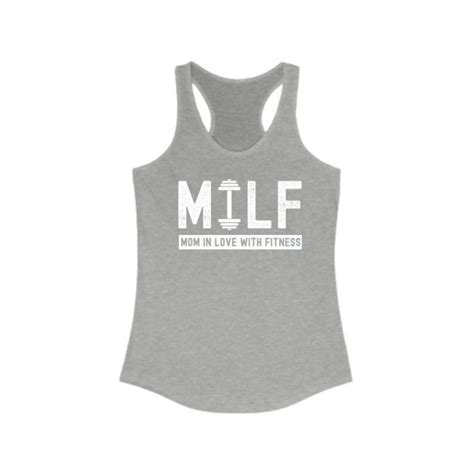 Milf Mom In Love With Fitness Women Workout Tank Gym Mom Shirt Funny