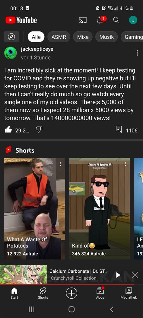 Potato Daddy Is Sick And The First Suggestion After This Is This Rjacksepticeye